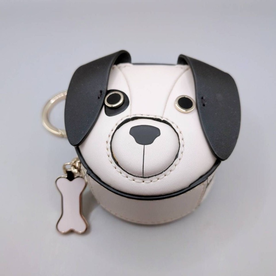 KATE SPADE Coin Case Dog Charm 7.5cm White Black Keyring Pre-Owned ...