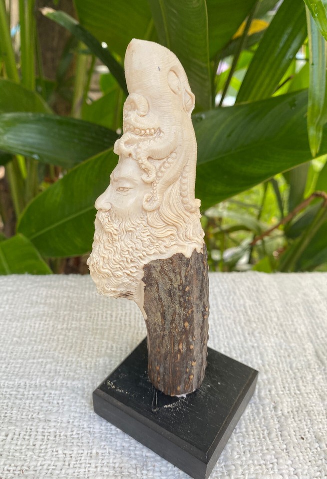 Octopus Man Carving Antler Carved Knife Handle Moose Handle Knife ...