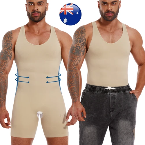 Men Shapewear Tummy Control Full Body Shaper Slimming Bodysuit ...
