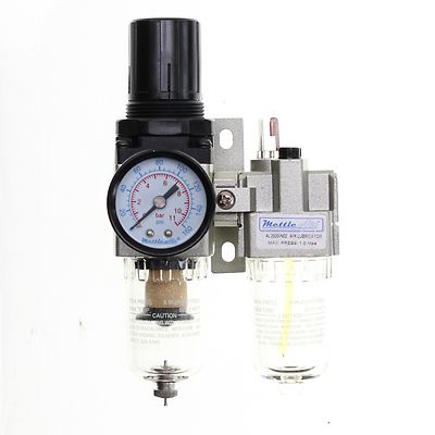 1pc 1/4"NPT MINI Air Filter/ Regulator +Oiler Combo w Gauge MettleAir ...