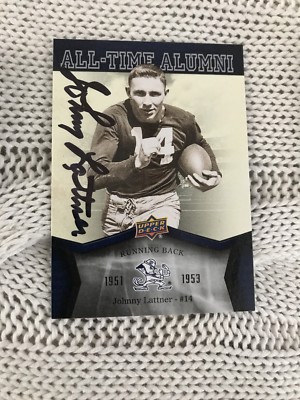 Johnny Lattner Signed Trading Card Autographed Notre Dame Irish Legend ...