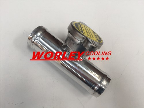 QLD-32mm 1-1/4" OD Alloy Inline Radiator Pipe Filler Neck &1.1 BAR Cap ...