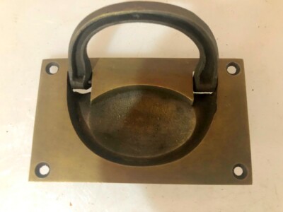 large lift up handles heavy SOLID BRASS 4" old style screw recessed ...