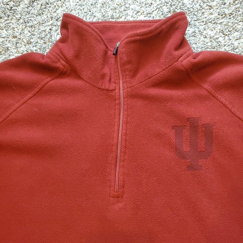 Indiana University IU Hoosiers Large 1/4 Zip Fleece Pullover Pockets ...