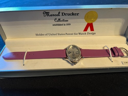 Marcel Drucker Watch 44mm Silver Tone Oval Purple Leather Band Needs ...