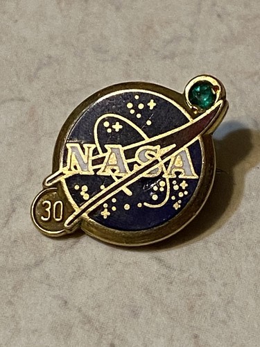 Vintage NASA 30-Year Service Pin Solid 10k Gold with Green Stone | eBay