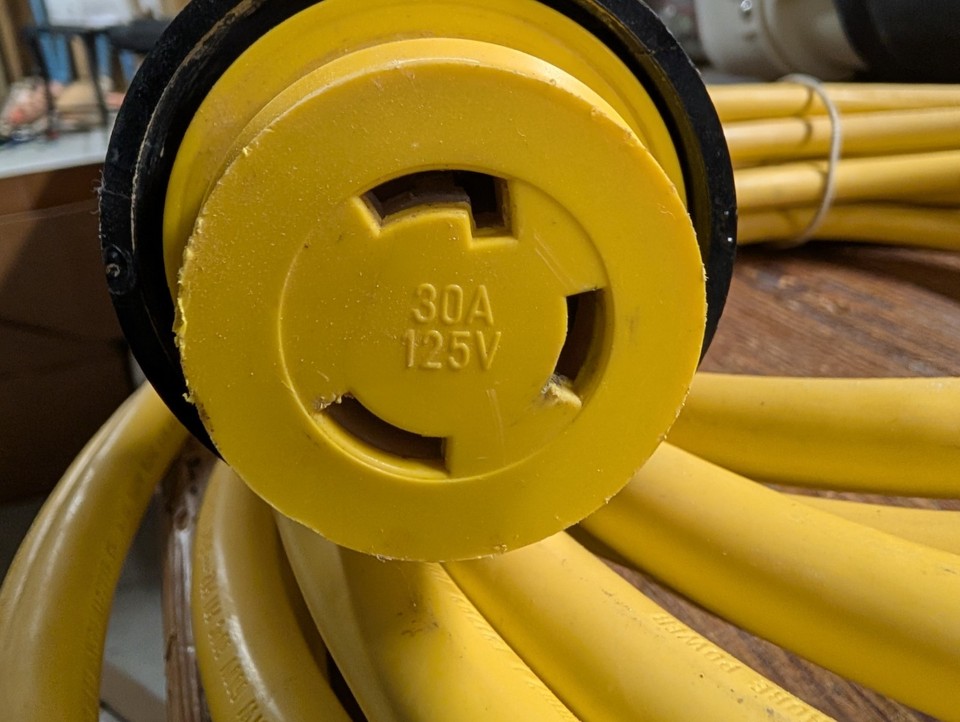Marinco Cord 30A 125V Marine Shore Power Boat RV Cord Cable 50' Yellow ...