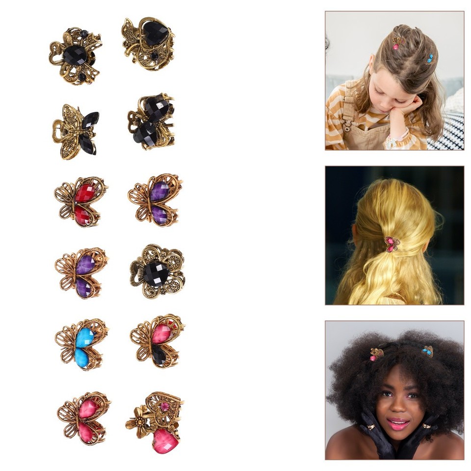 12Pcs Women Mini Hair Claw Clips Small Jaw Clamps Random Colors | eBay ...