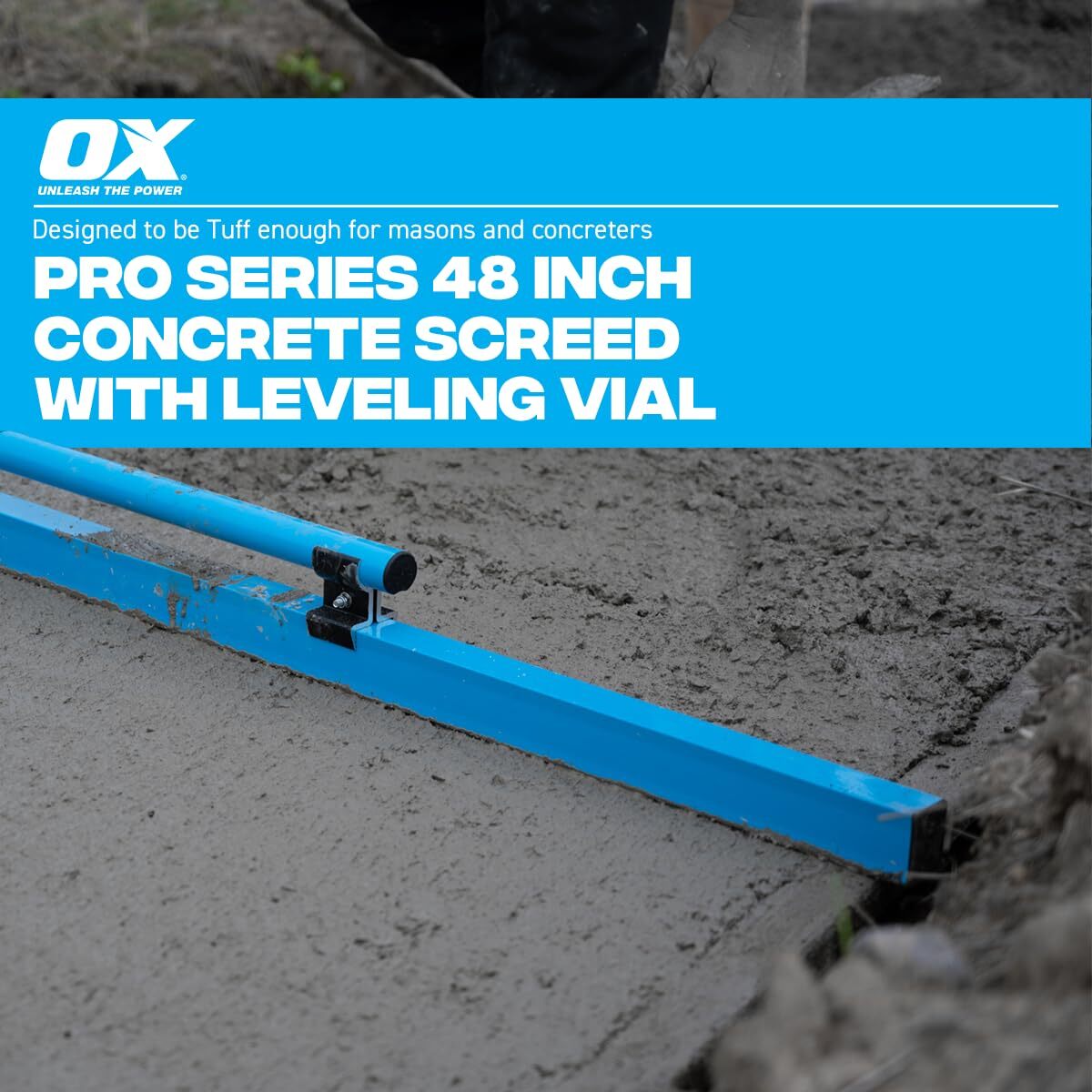 OX TOOLS Pro 1200mm 48" Concrete Cement Screed with Leveling Vial OX ...