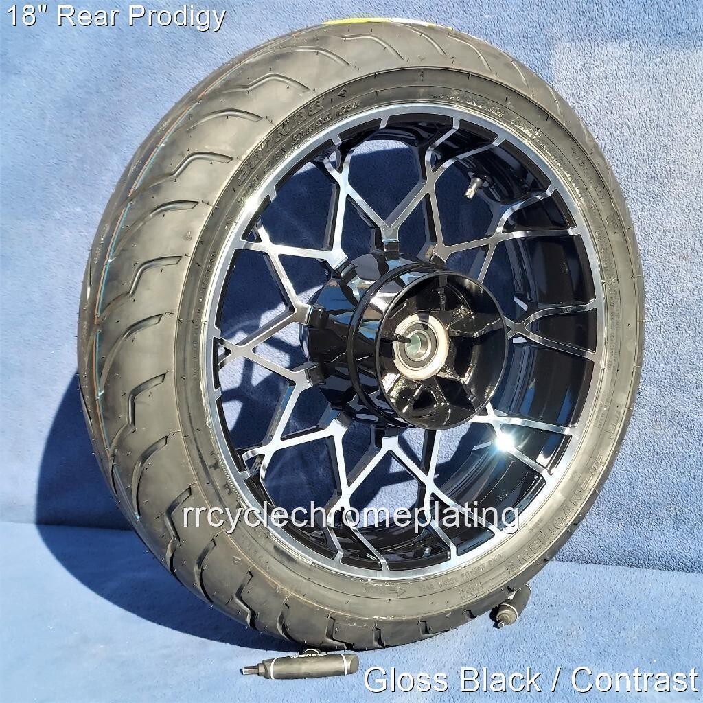 Harley Black Cut 21"F 18" R Prodigy Wheels Dunlop Tires Rotor 09-23 ...