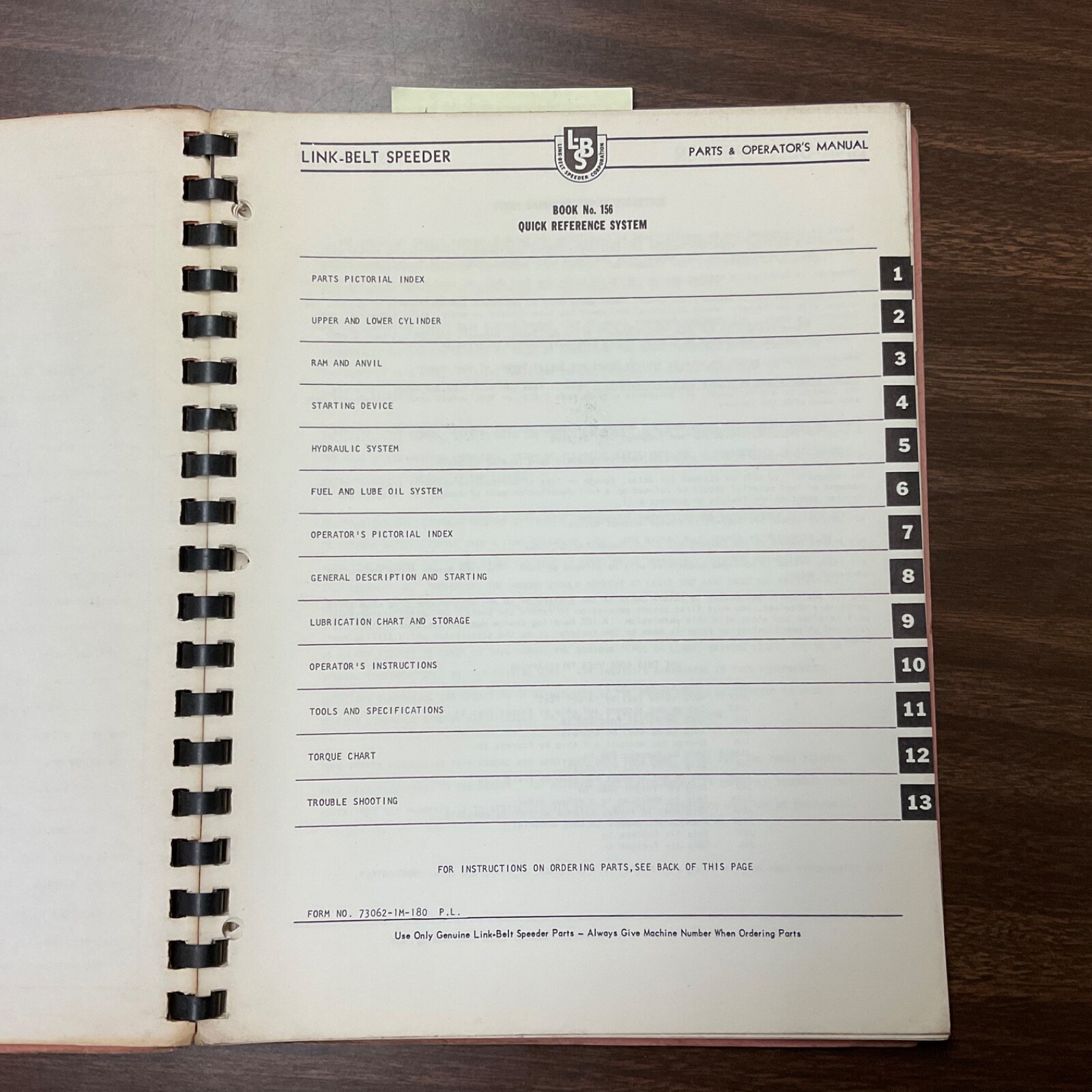 Link-Belt 180 DIESEL HAMMER PILE DRIVER OPERATION & MAINTENANCE PARTS ...