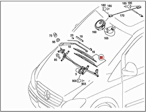 Genuine MERCEDES W639 VITO / MIXTO Box W639 Bus Ts wiper blade ...