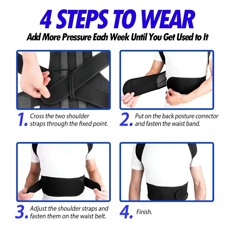 Therapy Back Lumbar Brace Spine Support Belt Posture Correction For Men ...