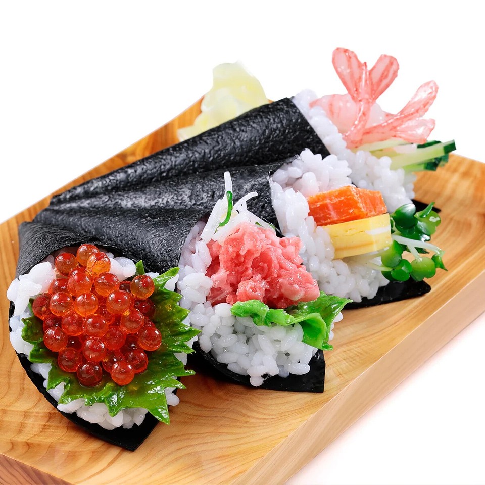 Japanese Real Food Sample Sushi Nigiri Temaki Oke(Bowl) Geta(Plate ...