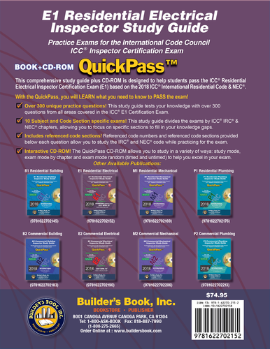 E1 Residential Electrical Inspector QuickPass Study Guide Based On 2018 ...