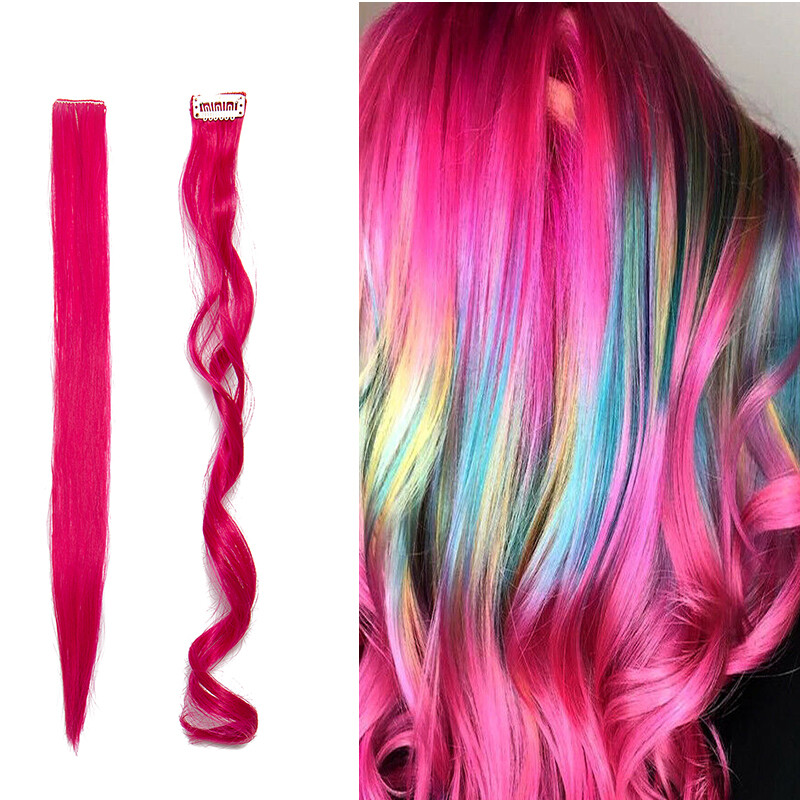 10 peices Highlight Clip In Colored Hair Extension Color Strip Straight ...