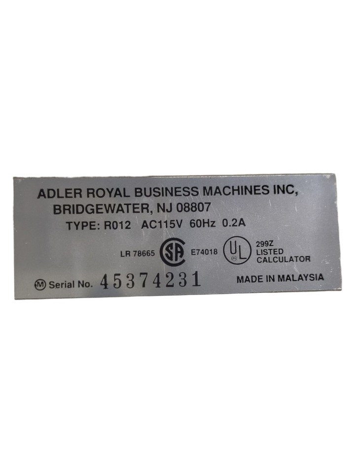 📊 ADLER-ROYAL 1200PD Printing Calculator 💡 Heavy Duty Desktop Adding ...