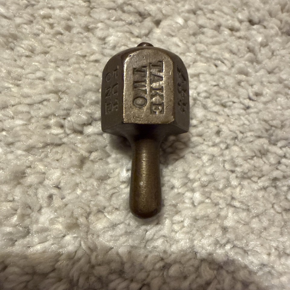 Vintage brass spinner put and take Teetotum game Antique | eBay UK