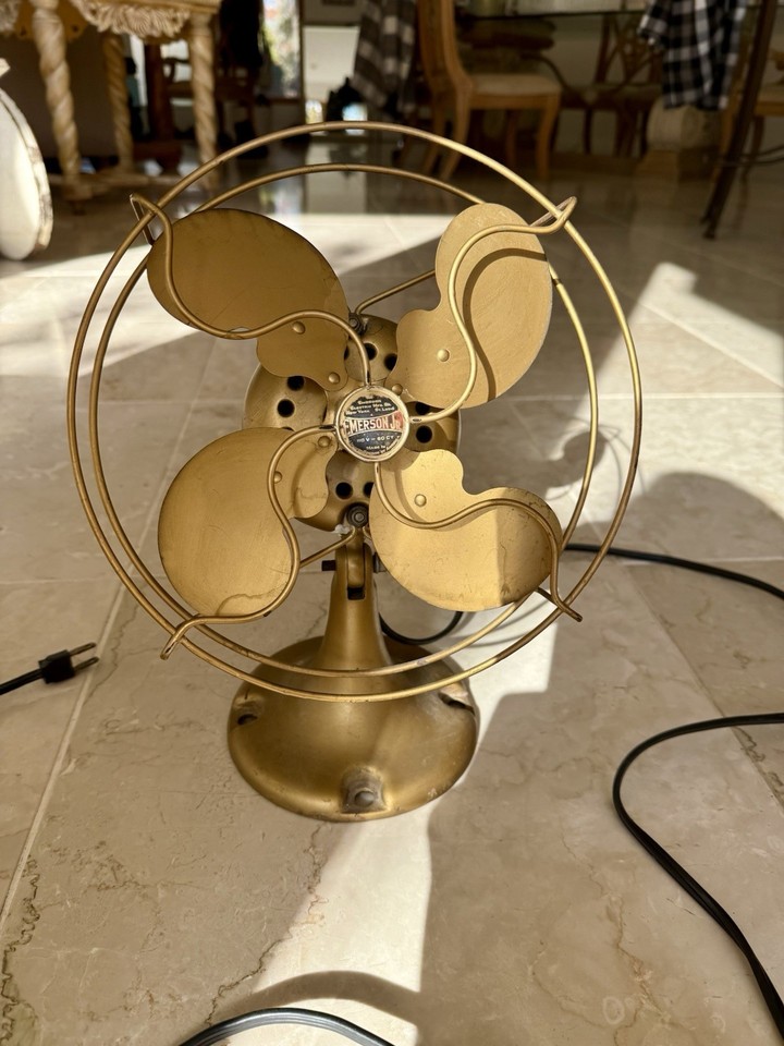 EMERSON JR. Junior Vintage Antique Desk Table Fan Red badge 100 years ...