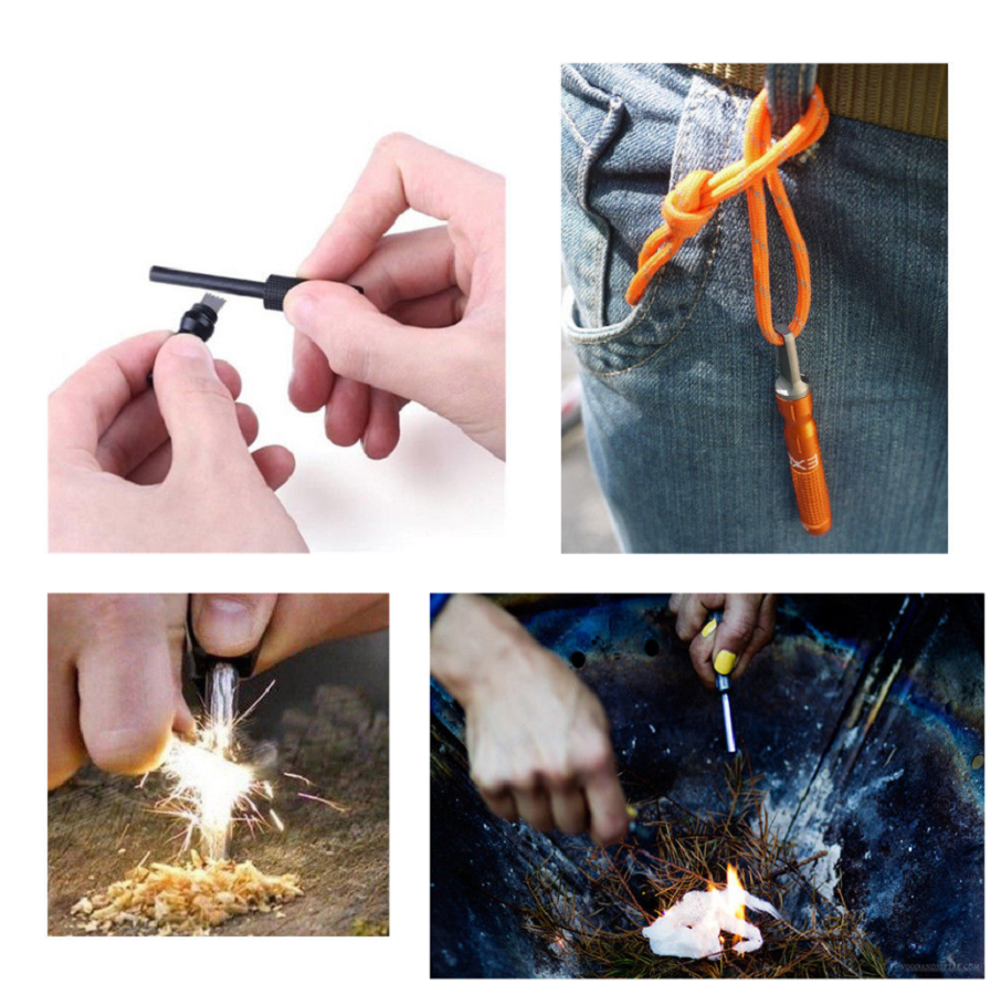Outdoor Survival Magnesium Flint And Steel Striker Fire Starter Lighter ...