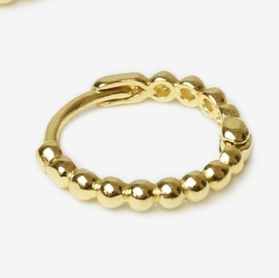 14k Solid Gold Small Ball Hoop Earring, Huggie Lobe Cartilage Earring ...
