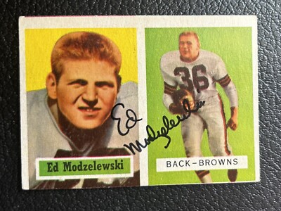 ED MODZELEWSKI SIGNED AUTOGRAPHED 1957 Topps CARD #127 CLEVELAND BROWNS ...