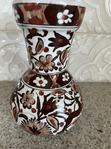IKAROS Hand Made Pottery Vase Rhodes Greece Deer Flowers 7" Tall VTG ...