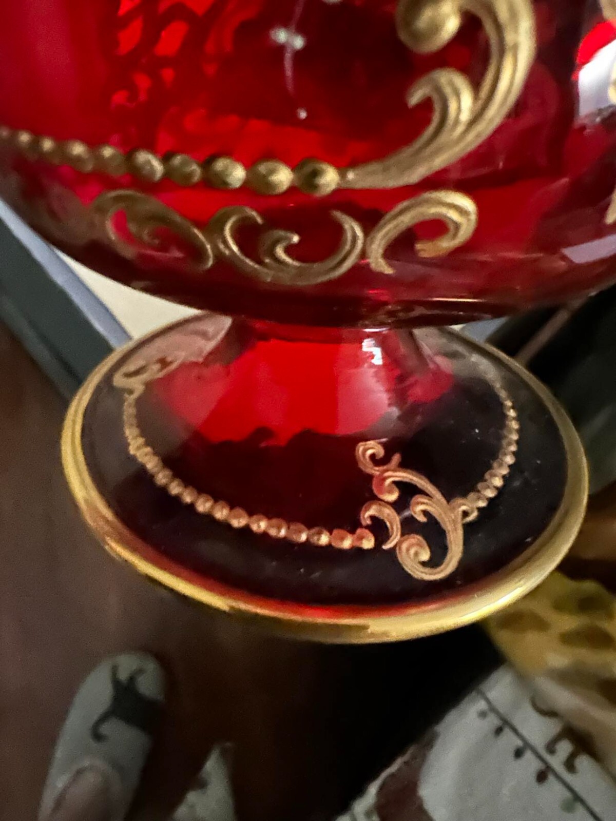 Vintage Salviati Moser Bohemian Glass Hand Painted Enameled Compote ...