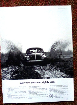 1968 VW Volkswagen Beetle driving in mud print Ad | eBay