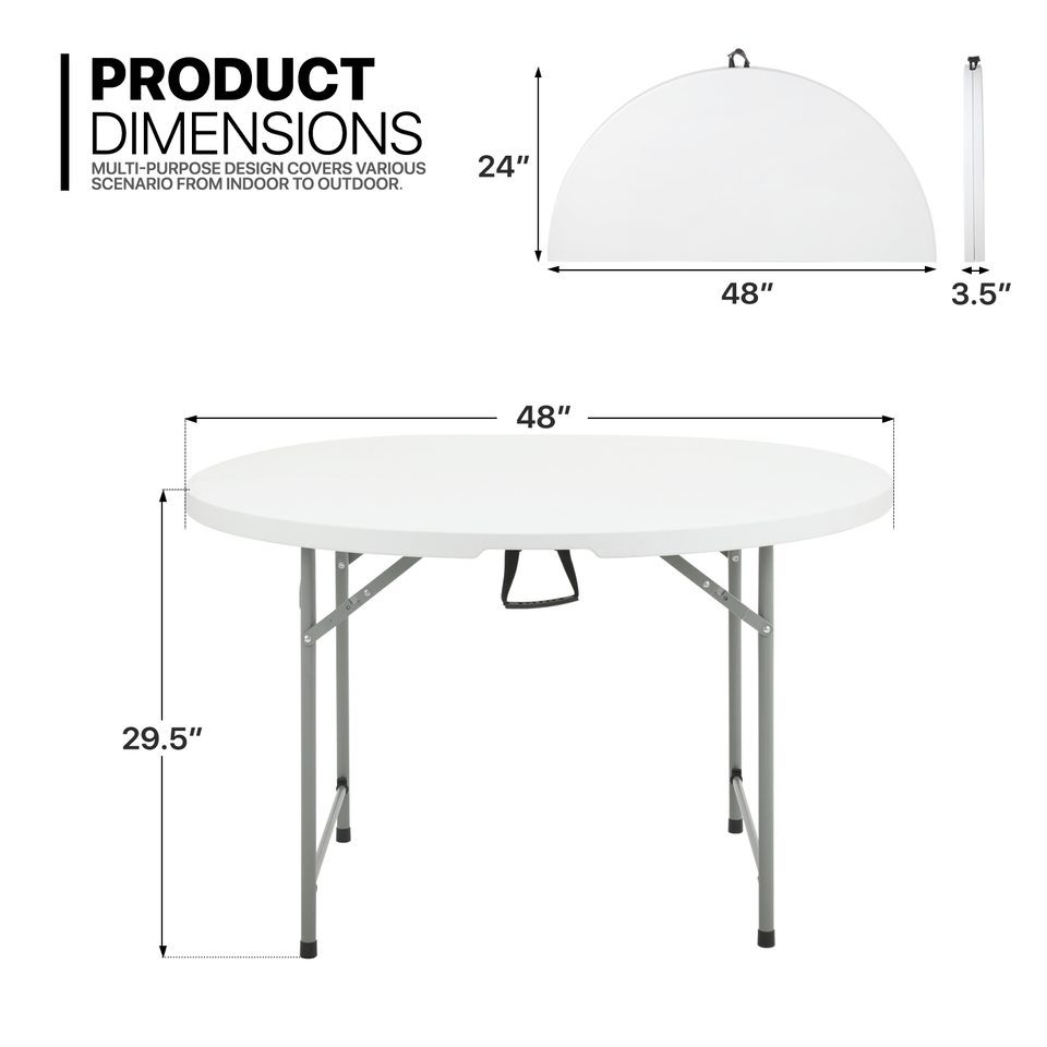 5 Pack[FOLDABLE ROUND DINING TABLE]Outdoor Barbeque Portable Camping ...