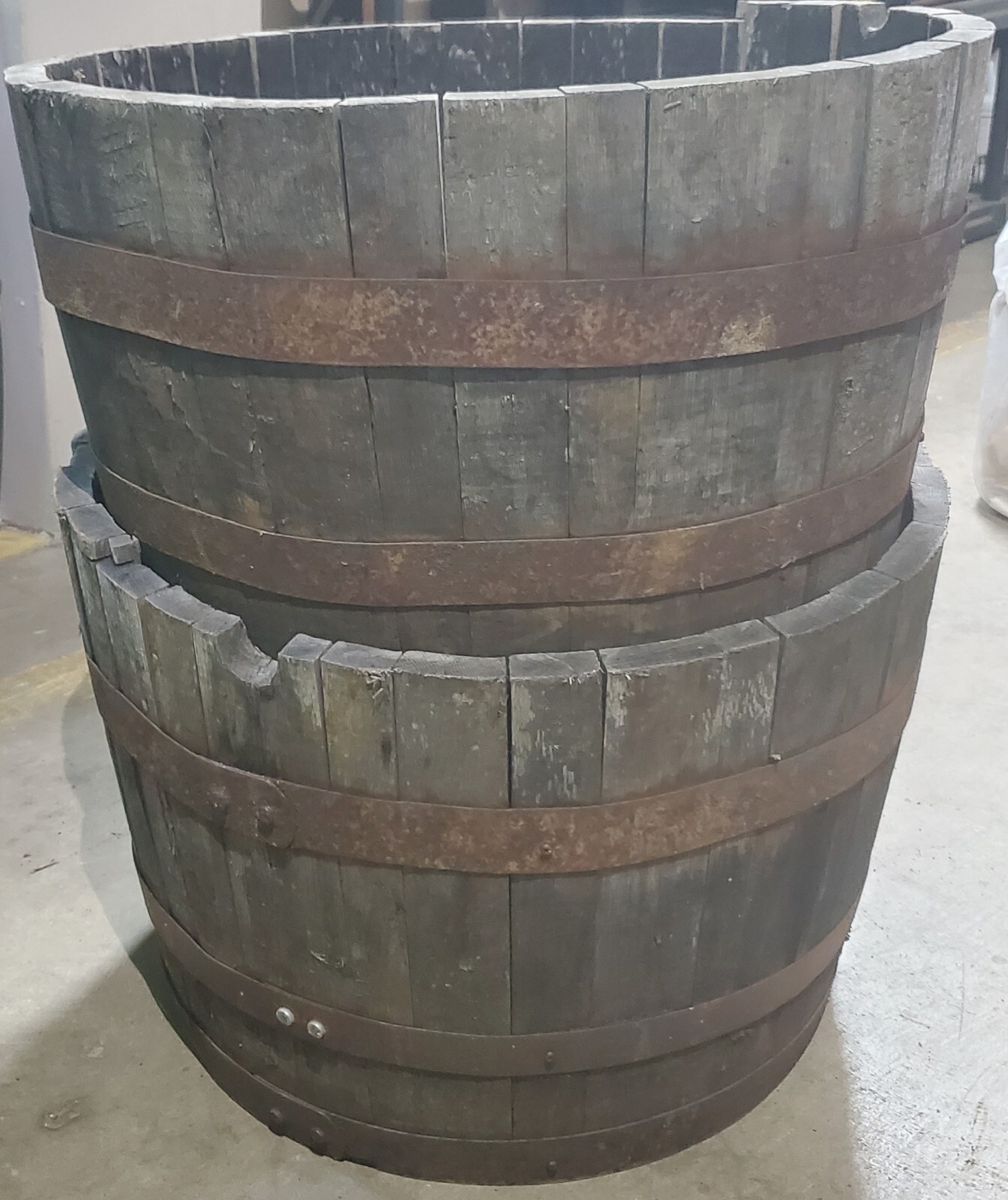 Lot of 3 - Authentic Half Barrel Tub Planters Kentucky Bourbon Whiskey ...
