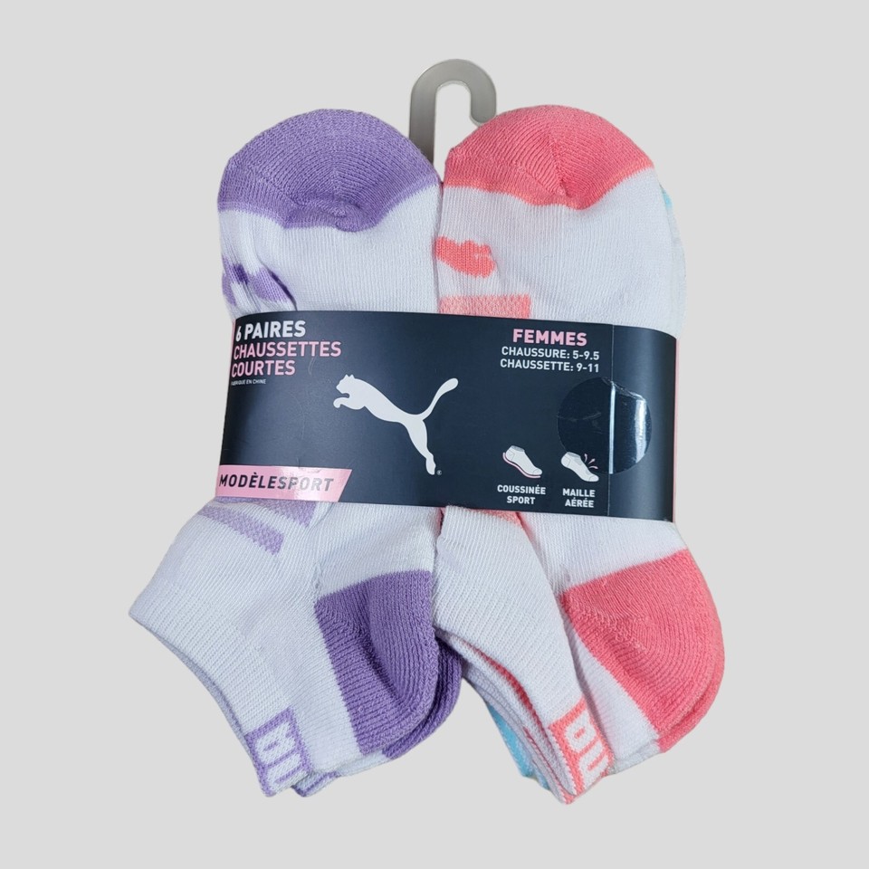 PUMA Womens Socks Low Cut Cushioned Mesh Ventilation 6 Pair Shoe Size 5 ...