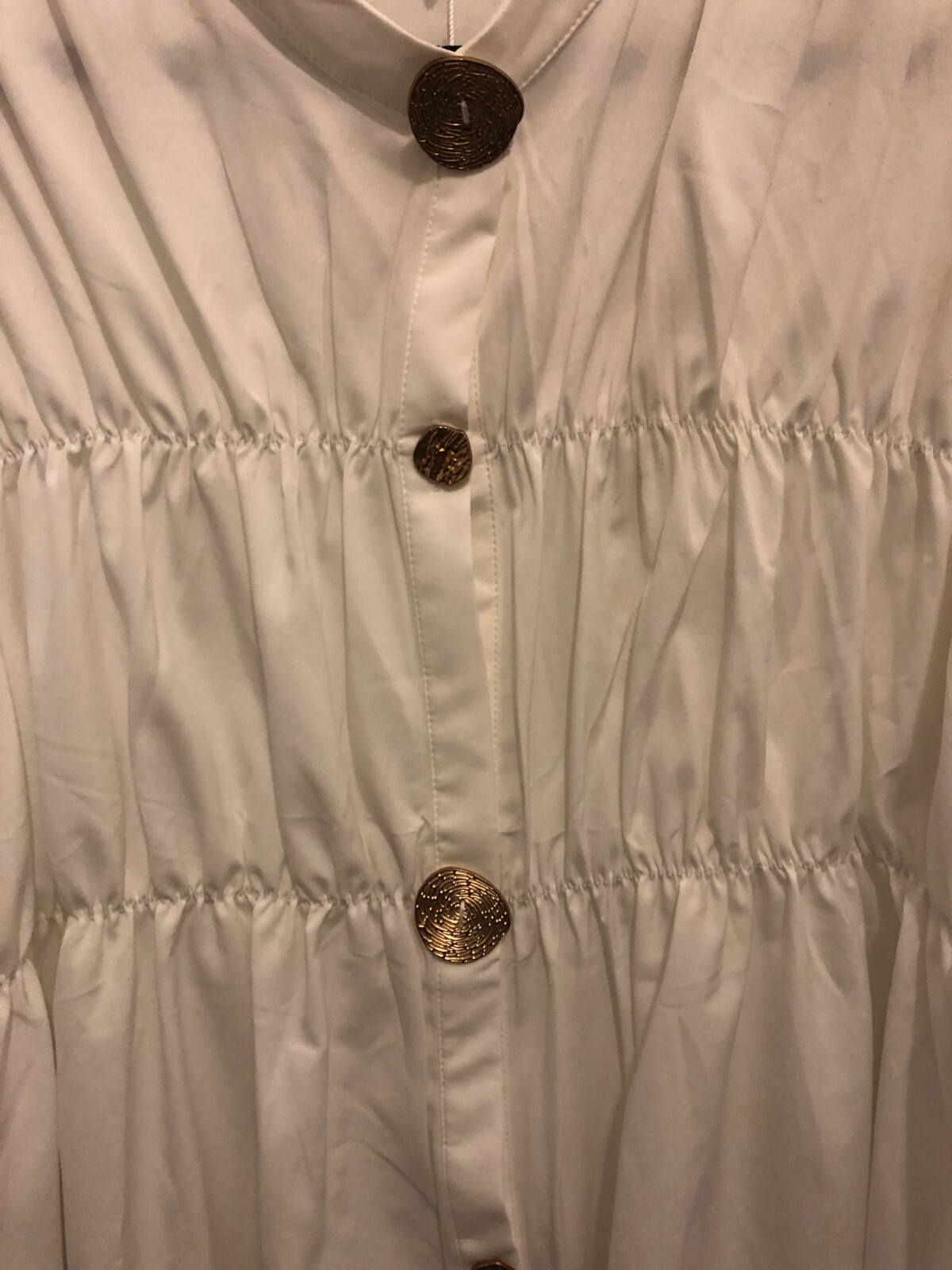 Cherry Koko White Drop Shoulder Smock Shirt Dress w Gold Buttons Size ...