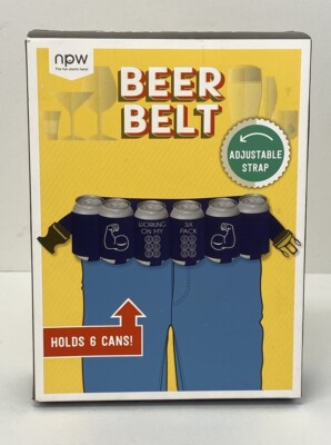 Beer Belt 6 Pack Holder Fits Waist Sizes 34”-49” Adjustable Strap - NPW ...