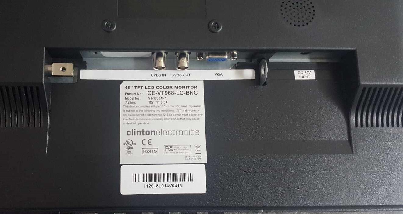 Clinton 19" TFT LCD Color Monitor CE-VT968-LC-BNC Model: VT-190NAN1 | eBay