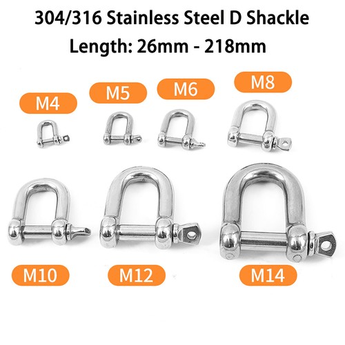 304/316 Stainless Steel D Shackle Marine Grade Length 26mm - 218mm ...
