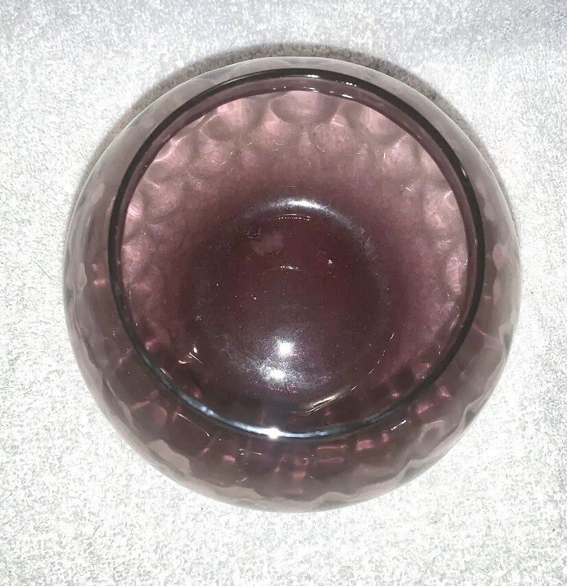 Beautiful Round Plum Glass Vase 4” | eBay