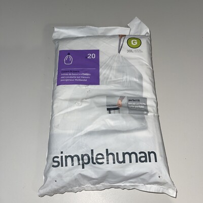Simplehuman Custom Fit Liners G 30 L 8 US GAL Drawstring Trash Bags ...