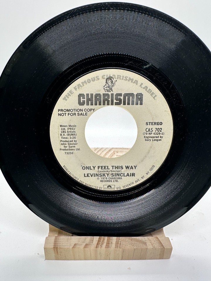 LEVINSKY SINCLAIR Only Feel This Way CHARISMA 702 POP ROCK PROMO 45 ...