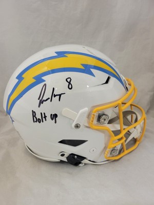 OMARION HAMPTON "BOLT UP" SIGNED LOS ANGELES CHARGERS SPEEDFLEX HELMET ...