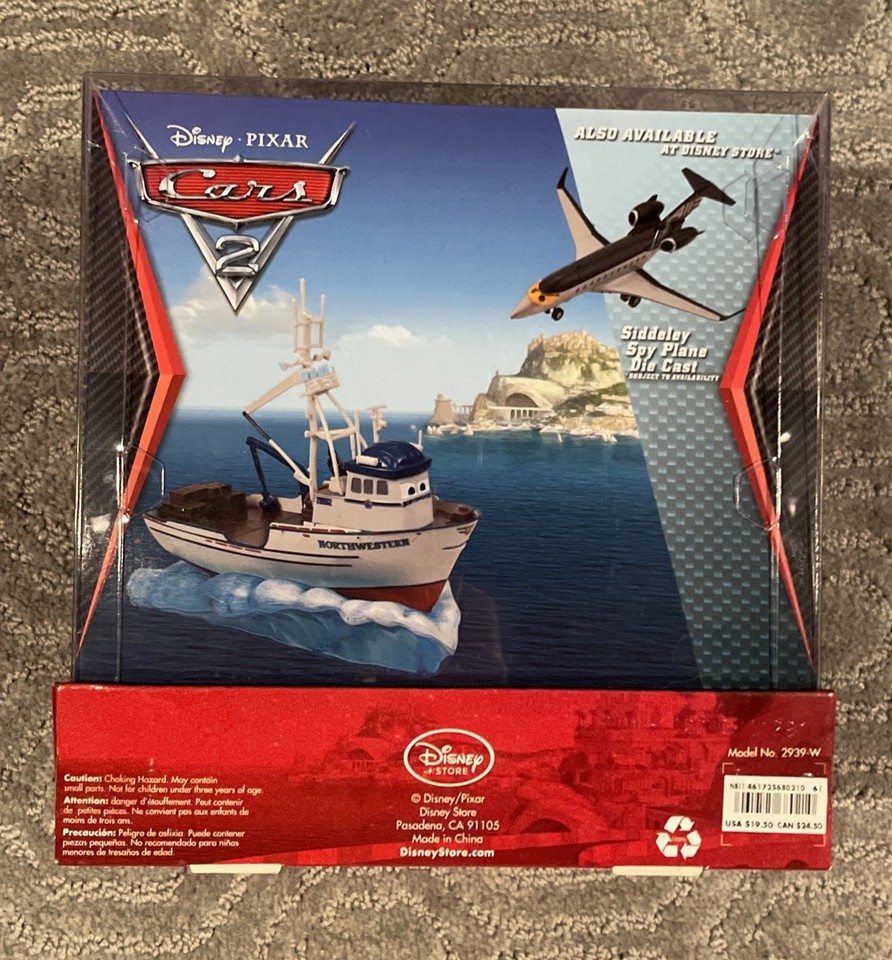 NIB DISNEY PIXAR CARS 2 CRABBY FISHING BOAT NORTHWESTERN ROLLING BASE ...