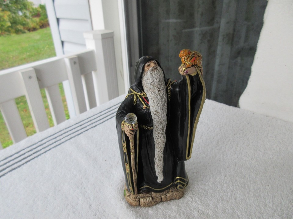 Windstone Editions~[ 7 " ] Black Wizard w/ Baby Dragon Retired From ...