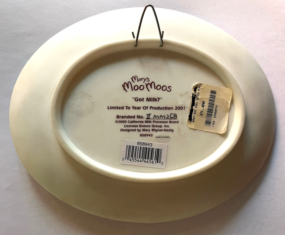 Enesco Mary's Moo Moos 858943 "Got Milk?" 2001 3D Dated Plate, Used | eBay
