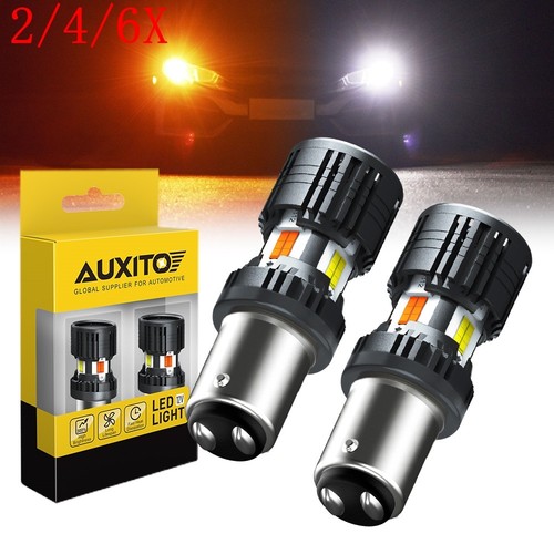 2/4/6X 1157 LED White/Amber DRL Switchback Turn Signal Indicator ...