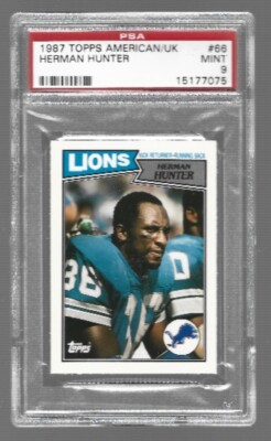 1987 TOPPS AMERICAN/UK FOOTBALL CARD #66 HERMAN HUNTER PSA 9 MINT POP 3 ...