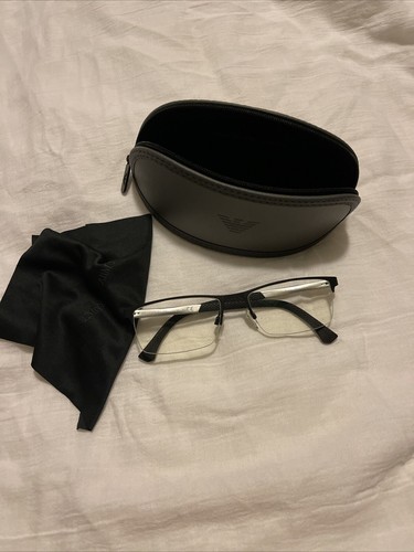 Emporio Armani Eyeglasses Frames EA1041 3094 Rubber Black Silver 55-17 ...