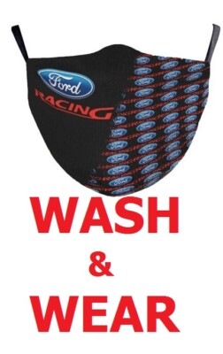 FORD RACING FACE MASK WASHABLE REUSEABLE DUST POLLEN POLLUTION HEALTH ...
