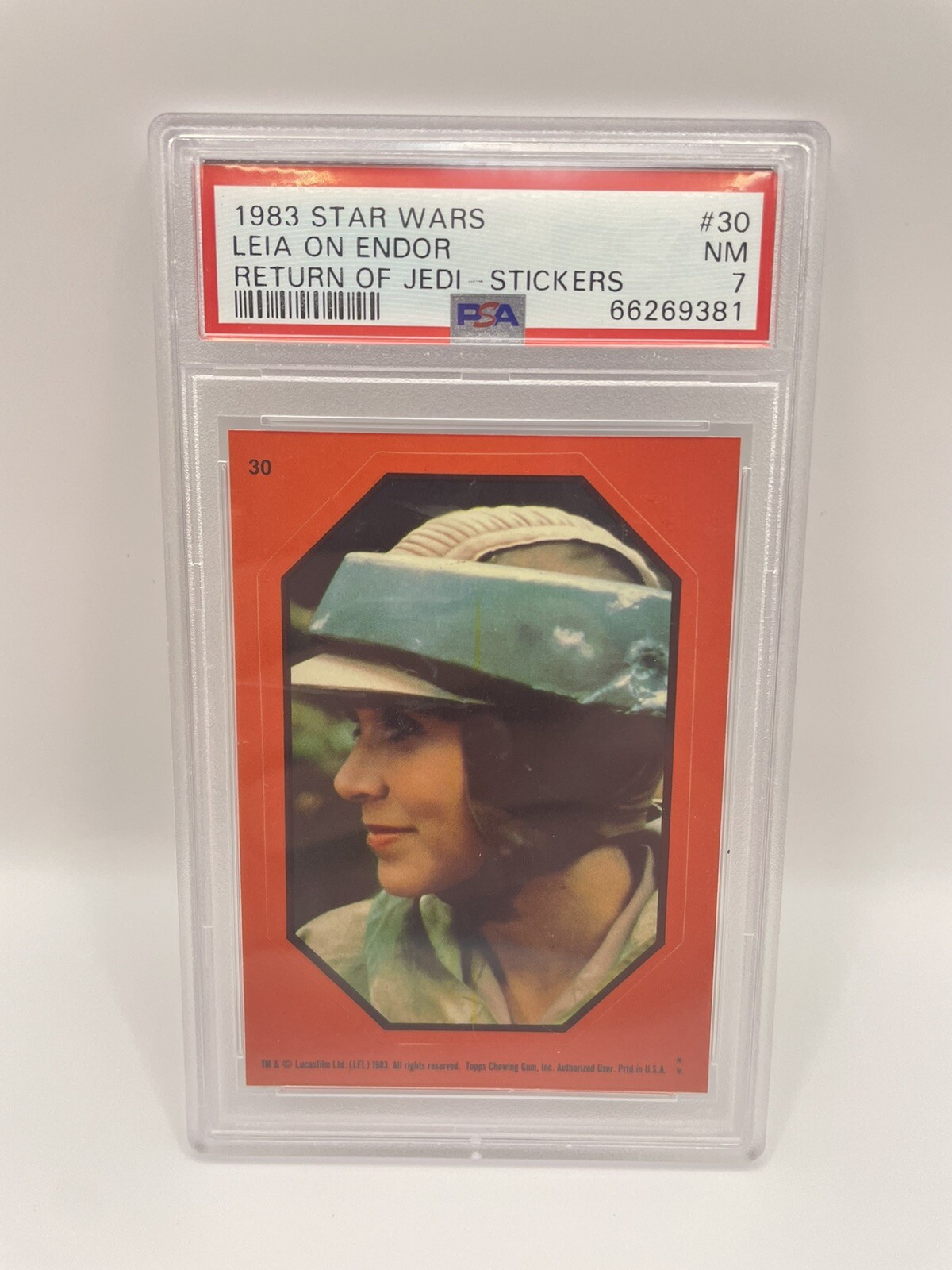 1983 Star Wars Leia On Endor Return Of The Jedi Sticker PSA 7 NM Orange ...