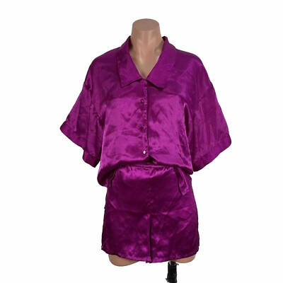 Victorias Secret Gold Label Satin 2 Px Short PJ Set Magenta **See ...