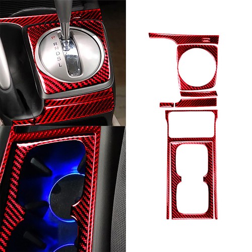 Red Carbon Fiber Automatic Gear Shift Cup Holder Trim For Civic 8th Gen ...